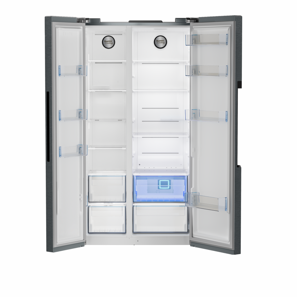 Defy 91cm Dark Inox Side by Side Naturelight Fridge Freezer DFF636 ...